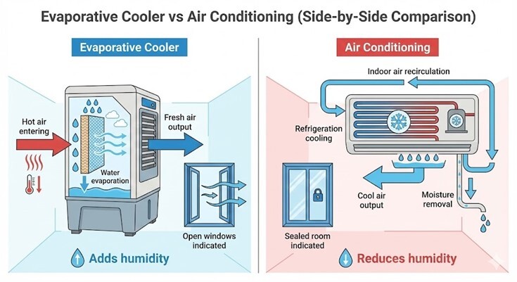 Evaporative Cooler vs Air Conditioning: Key Differences Explained